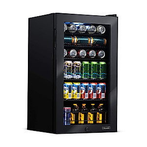 NewAir Black Beverage Refrigerator Cooler, Free Standing & WirthCo 40092 Funnel King Drip Tray - Black Plastic 22 x 22 x 1.5 Inches - Perfect for Catching Spills or Leaks from Mini Fridges