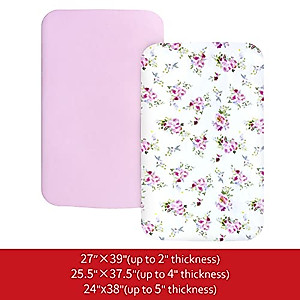 Pack and Play Sheets/Mini Crib Sheets Girl, Stretchy Pack n Play Playard Fitted Sheet, Compatible with Graco Pack n Play, Soft and Breathable Material, Floral