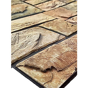 Retro-Art 3D Wall Panels, Pack of 6, Stacked Natural Limestone in Light Brown, PVC, 17.5" x 23.75", Cover 17.31 sq.ft. 566CY
