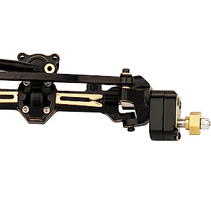 RZXYLRC Brass Black Coating Complete Portal Front and Rear Axles with Servo Mount Servo Arm for Axial AX24 1/24 RC 4WD Crawler Car Metal Upgrade Parts