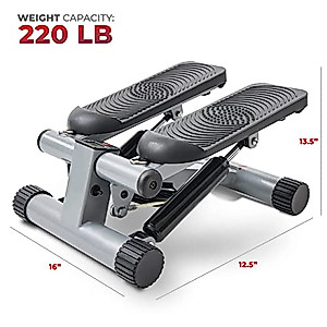 Sunny Health & Fitness Mini Stepper with Resistance Bands, Black