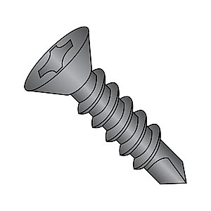 Small Parts 1424KPFB Steel Self-Drilling Screw, Black Oxide Finish, 82 Degree Flat Head, Phillips Drive, #3 Drill Point, 1/4"-14 Thread Size, 1-1/2" Length (Pack of 25)