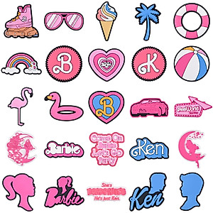 Pink Shoe Charms Cute Croc Charms Decoration for Girls Women PVC Bracelet Clog Accessories Party Favor
