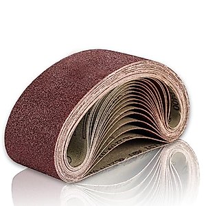 Coceca 3x21 Inches Sanding Belt (75x533mm), 18 Pack Aluminum Oxide Sanding Belts (3 Each of 60 80 120 180 240 400 Grits) for Belt Sander