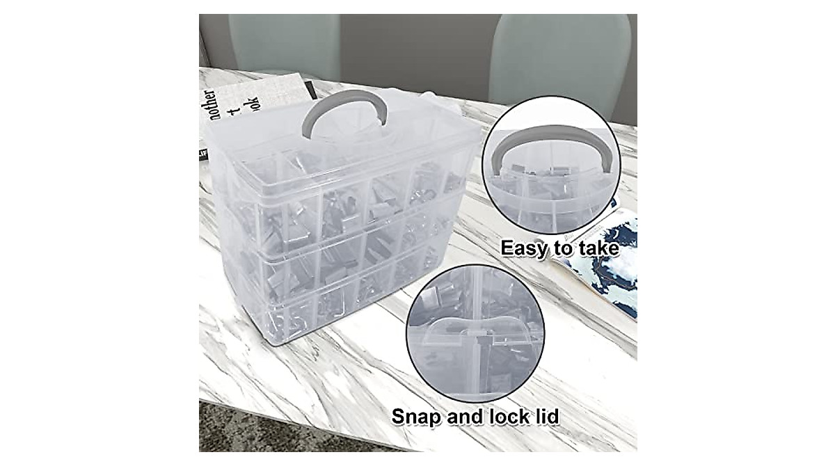 Lukar 3-Tier Stackable Storage Organizer with 30 Adjustable Compartments