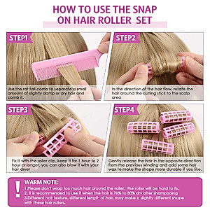 Syhood 28 Pieces Hair Roller, 0.6 Inch/ 1.5 cm Small Size Plastic Hair Rollers with Steel Pintail Comb for Short Hair Long Hair Styling Tools (Pink)