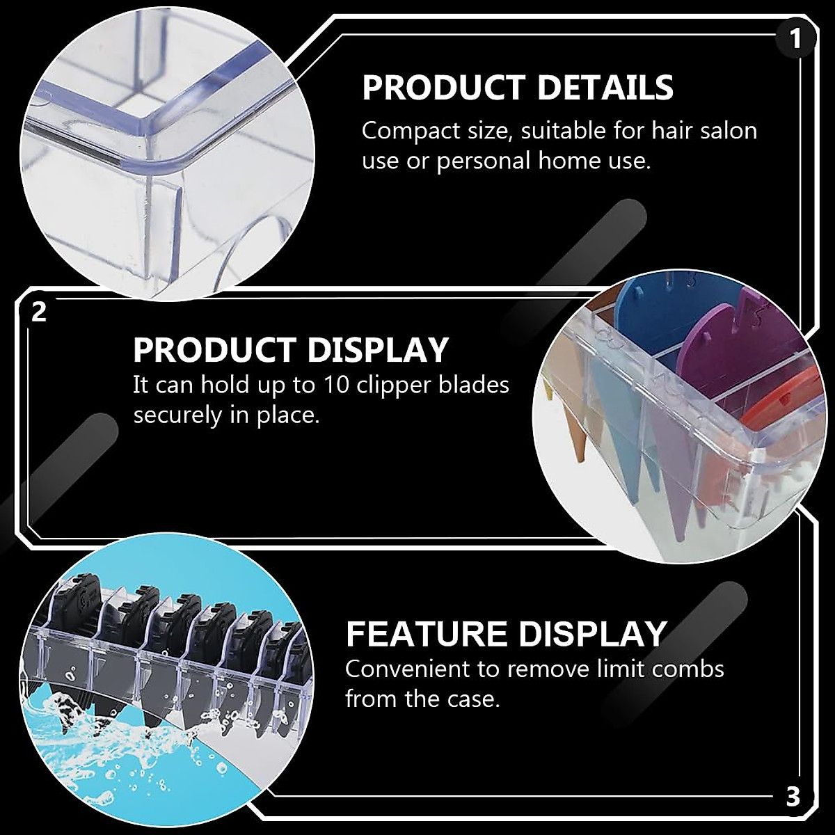 EXCEART Guide Comb Storage Box Hair Clipper Storage Box Limit Comb Organizer Guide Comb Storage Case Hair Tools Supplies Organizer for Barbershop