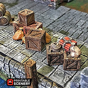 Cargo Piles Scatter Terrain DND Scenery Terrain 3D Printed 28mm Paintable Miniatures for Dungeons and Dragons Pathfinder, Warhammer 40k Tabletop Games