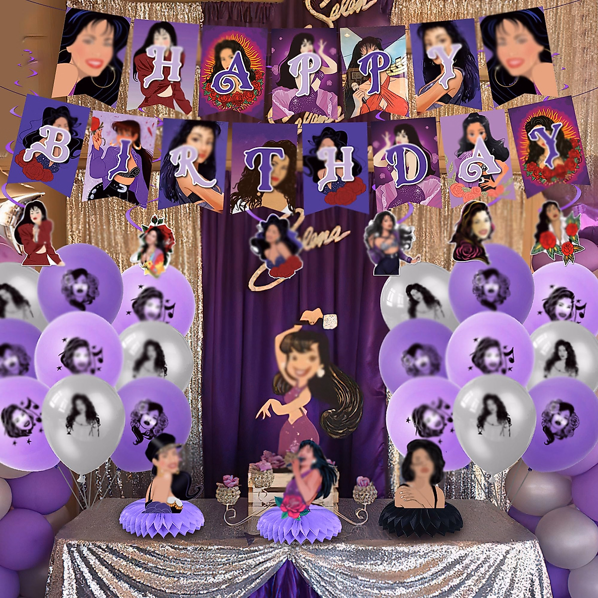 35 Pieces Singer Party Decoration, Include Singer Birthday Banner Honeycomb Centerpieces Cake Topper Singer Party Latex Balloons for Birthday Baby Shower Party Supplies