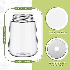 Rtteri 50 Pack Plastic Mason Jars with Lids and Straws Plastic Juice Bottles Bulk Drink Containers with Aluminum Caps Clear Beverage Containers for Iced Coffee Milk Tea (12 Oz)