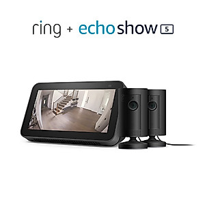 Ring Indoor Cam 2PK (Black) bundle with Echo Show 5 (2nd Gen)