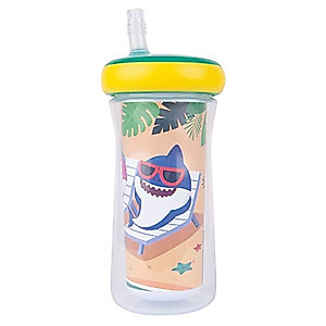 The First Years Pinkfong Baby Shark Insulated Straw Cup - Spill Proof Toddler Straw Cups - Toddler Sippy Cups - 9 Oz - 2 Count