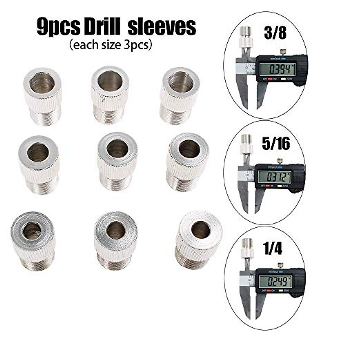 AUTOTOOLHOME Self Centering Doweling Jig Punch Locator Dowel Jig Kit 1/4 3/8 5/16inch Drill Guide Sleeve Tool for Woodworking Joinery