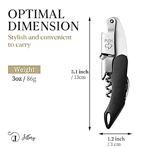 Jettory Wine Opener, Premium Waiters Corkscrew w/Foil Cutter & Cap Remover for Wine Bottle, Sturdy Stainless Steel Wine Key for Servers Waiters and Home Use