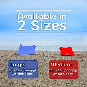 Red Suricata Family Beach Tent & Beach Canopy, UPF50 Sun Beach Shade, Sunshade with 4 Aluminum Poles, 4 Pole Anchors & Sand Shovel, Large & Portable Sun Shelter Tarp (Large, Turquoise)