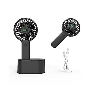 Minthouz Handheld Fan, 90° Automatic Head Shaking Personal Fan with Rotating Base, 3 Speed Adjustable Portable Fan Rechargeable Desk Fan with 2000mAh Built-in Battery, Mini Fan for Office/Home/Outdoor