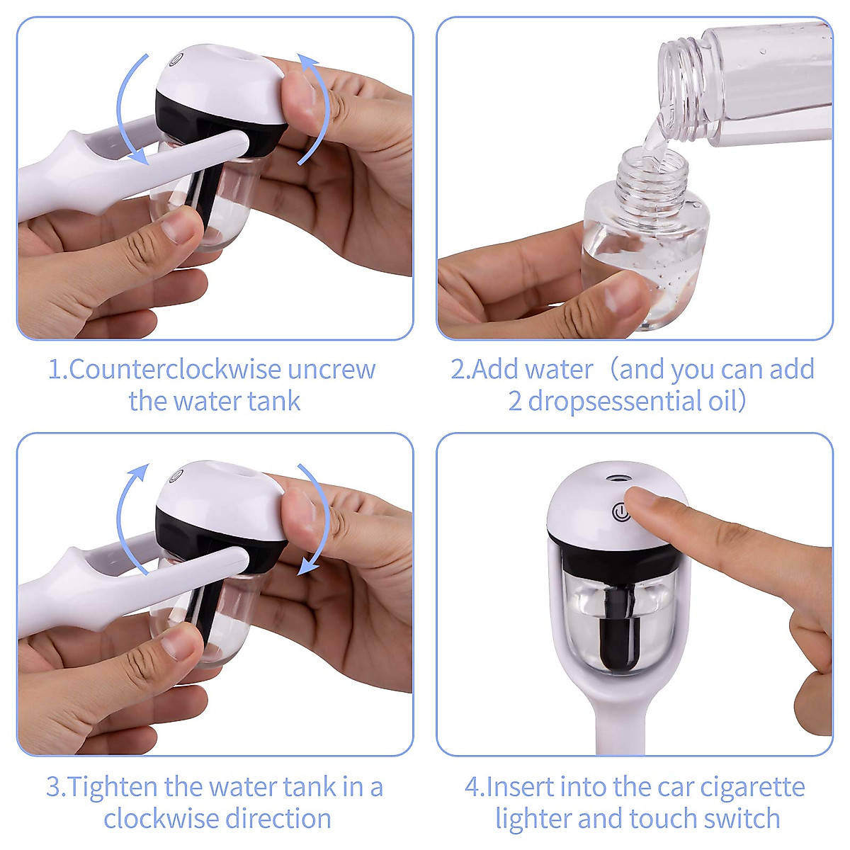 FPVERA Car Humidifier, Car Air Purifier Aroma Diffuser, Car Air Freshener Purifier Aromatherapy Mist Maker Suit for Vehicle Automobile Gift Water Soluble Essential Diffuser