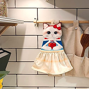 PAT JUUMG Cute Princess Cat Hand Towels for Bathroom Kitchen,Cat Home Decor Towel Hanging Face Towels Absorbent Soft,Funny Cat Gifts for Cat Lovers Gifts for Women,Christmas/Housewarming Gift