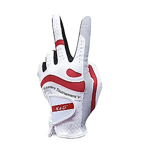 1PC Men's Golf Glove Left Hand Soft PU Leather Outdoor Sport Glove Breathable Golf Hand Wear All Weather Professional Golf Supplies Flexible White Men's Glove for Golfers