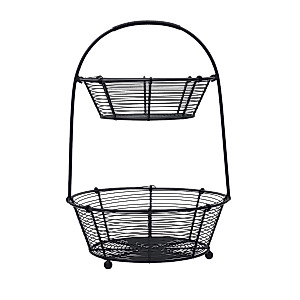 Gourmet Basics by Mikasa Tulsa Fruit Metal Storage Basket, 2-Tier, Black