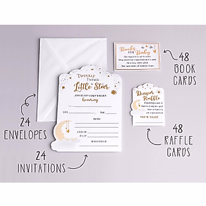 Lillian Rose Twinkle Little Star Theme Baby Shower Invitation Set, White