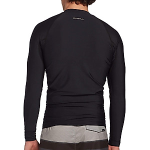 O'Neill Wetsuits Men's Basic Skins UPF 50+ Long Sleeve Rash Guard, Black, Large