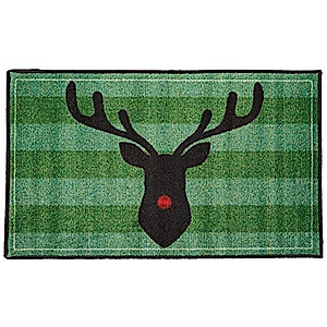 Brumlow Mills Rudolph the Red-Nosed Reindeer Christmas and Holiday Area Rug for Kitchen, Entryway Rug, Door Mat, Bedroom Carpet or Home Décor, 1'8" x 2'10, Green