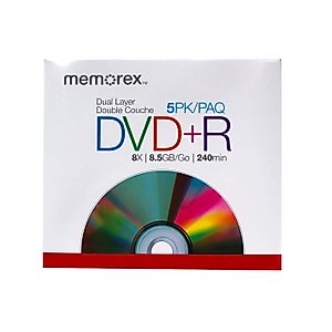Memorex 8.5GB 8X Double Layer DVD+R (5 Pack)