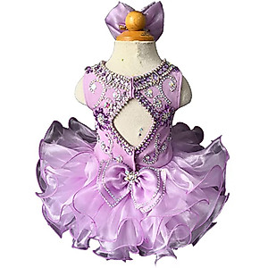 Jenniferwu G090 Infant Toddler Baby Newborn Little Girl's Pageant Party Birthday Dress Lilac Size 18-24M