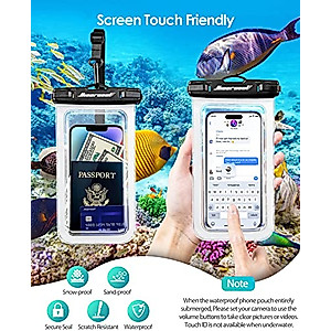 Hiearcool Waterproof Phone Pouch, Waterproof Beach Bag Compatible for iPhone 15 14 13 12 Pro Max Up to 8.3", IPX8 Cellphone Kayak Accessories, Travel Essentials for Beach -Clear-2Pack