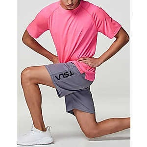 TSLA Men's Workout Running Shirts, Dry Fit Moisture Wicking T-Shirts, Sports Gym Athletic Short Sleeve Shirts, Hyper Dri Neon Pink, Small