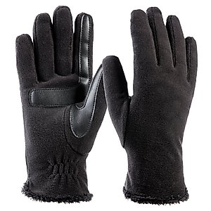 Isotoner Women's Recycled Stretch Fleece Gloves One Size Style A30312 (Black)
