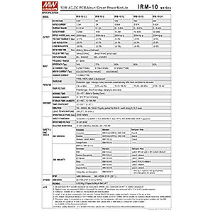 Mean Well Original IRM-10-12 MW 10W 12V AC to DC PCB Mount Green Module-Type Power Supply