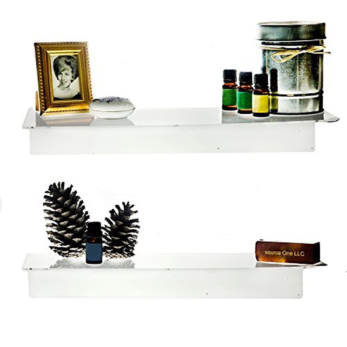SOURCEONE.ORG Source One Deluxe 12, 16 & 24 Inch Clear Acrylic Floating Wall Mount Shelves, Sold in Sets of Two (24 Inch)
