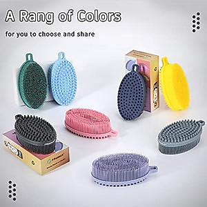 FREATECH Silicone Body Scrubber and Shampoo Brush Set, Black