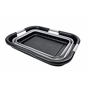 SAMMART 41L (10.8 Gallon) Collapsible Plastic Laundry Basket - Foldable Pop Up Storage Container/Organizer - Portable Washing Tub - Space Saving Hamper/Basket (Black/Alloy Grey)