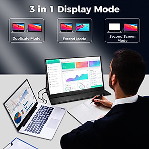 HAMTYSAN Portable Monitor, 15.6'' FHD 1080P Portable Laptop Monitor USB C HDMI Second External Monitor for Laptop, Desktop, Tablet, Phones, PS4/5, Xbox, Switch, Dual Speaker with Protective Case