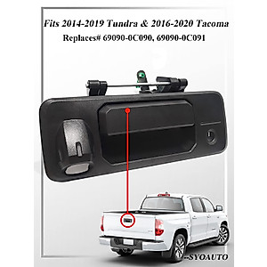 SYOAUTO Tailgate Handle for 2014-2019 Toyota Tundra and 2016-2020 Toyota Tacoma Liftgate Latch Handle with Rear Camera Hole Replaces# 69090-0C090, 69090-0C091