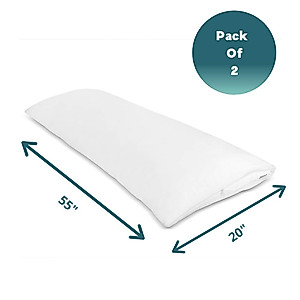 Micropuff Body Size (20 X 55) Pillow Protectors with Zipper - 2 Pack - Soft and Breatheable Hypoallergenic Pillow Cover. Pillowcase Protects Against Stains, Spills, and Perspiration.