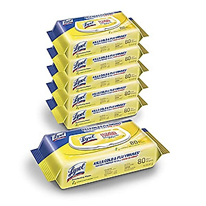 Lysol Disinfectant Handi-Pack Wipes, Multi-Surface Antibacterial Cleaning Wipes, for Disinfecting and Cleaning, Lemon and Lime Blossom, 480 Count (Pack of 6)