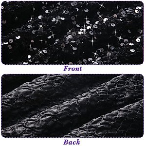 Sequin Velvet Fabric by The Yard Stretch Bling Fabric for Sewing Glitter Fabric Tablecloth Sparkly Fabric for Dress Table Runner Photo Props Backdrop(Black, 4 Yards)