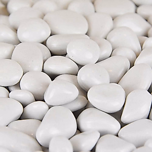 PolyPebbles Polished Composite Decorative Stones | Triple The Coverage of Natural Stone | 100% Recycled Materials + Nature Friendly | Won't Fade or Crack | Small (.5" - 1") Size | 2.4 Lbs White