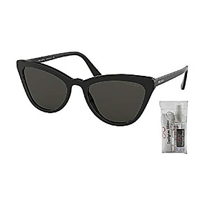Prada PR01VS CATWALK 1AB5S0 56M Black/Grey Cat Eye Sunglasses For Women + BUNDLE With Designer iWear Complimentary Eyewear Kit