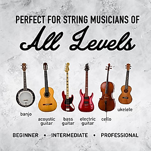 Musician's Practice Glove - 2-Pack Guitar Gloves for Men and Women, Fingertip Protectors for Playing String Instruments, Hand Issues and More, Nylon Thin Gloves for Indoor/Outdoor Gigs, Medium, Black