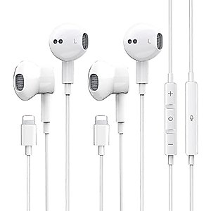 2 Pack for Apple EarPods Headphones with Lightning Connector Wired Earbuds Wired Headphones (Built-in Microphone & Volume Control) Compatible with iPhone 13/12/11 Pro Max/XS/XR/X/7/8 Plus/iPad/iPod
