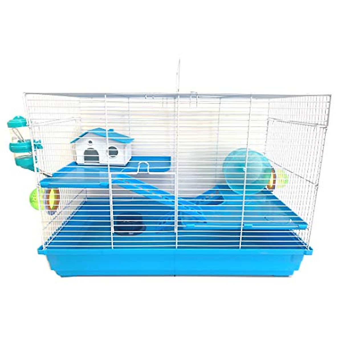 3-Floors Syrian Hamster Home House Rodent Gerbil Mouse Mice Rat Habitat Cage (24" L x 12.5W x 16" H, Blue)