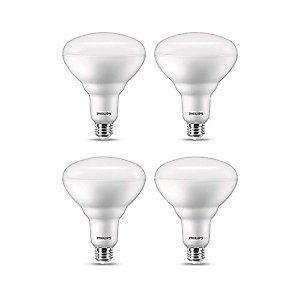 Philips LED Flicker-Free BR40 Light Bulb, Dimmable Warm Glow Effect, EyeComfort Technology, 2175 Lumen, 2200-2700K, 20W=150W, E26 Base, Title 20 Certified, 4-Pack