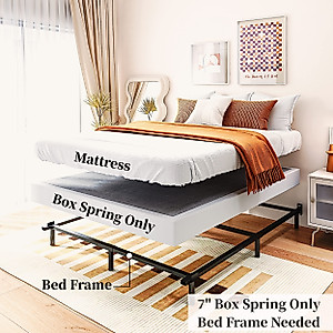 THEOCORATE 7 Inch Full Box Spring, Metal High Profile Spring, Heavy Duty Mattress Foundation, Easy Clean Cover, Quiet, Non-Slip, Simple Assembly