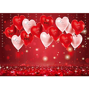 LTLYH 7x5ft Valentine's Day Backdrop Valentine's Day Red Love Heart Balloon Decor Banner Background Valentines Photo Backdrop Valentines Party Supplies 126