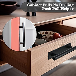 Barydat 50 Pack Stick on Drawer Pulls ABS Plastic Self Adhesive Door Cabinet Handles Peel and Stick Cabinet Handles Push Pull Helper for Kitchen Sliding Door Furniture(Black)
